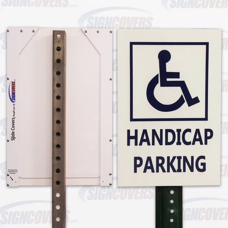 "Handicap Parking with Logo" Parking Sign Slide Cover™ – Sign Covers